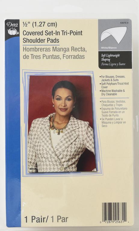 1/2" Covered Set-In Tri-Point Shoulder Pads, White — Prym Consumer USA Inc.