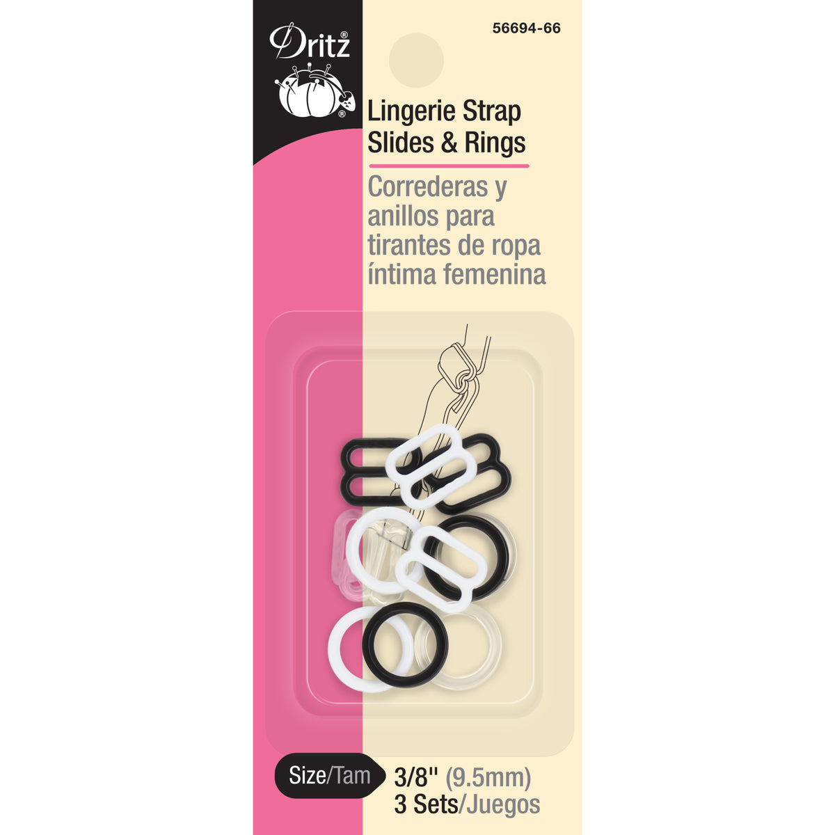 3/8" Lingerie Strap Slides & Rings, Assorted, 3 Sets — Prym Consumer ...