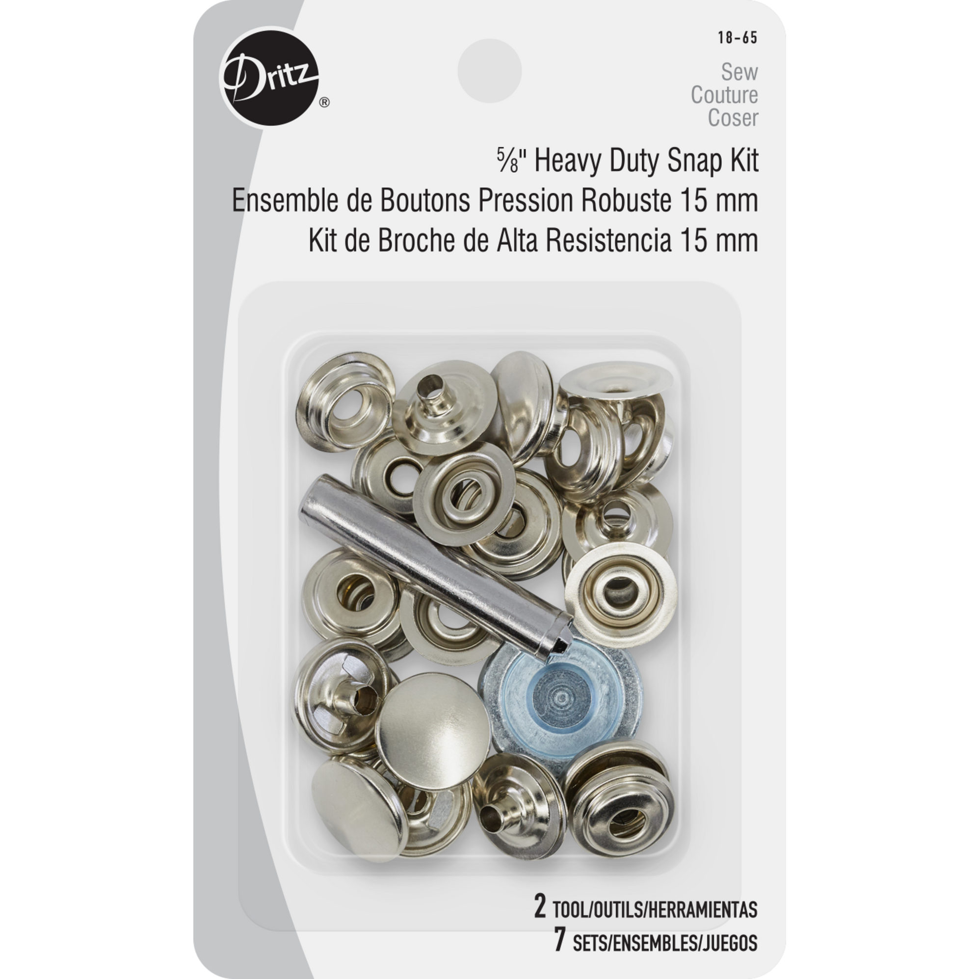 Heavy Duty Snap Fastener Kit, 7 Sets, Nickel — Prym Consumer USA Inc.