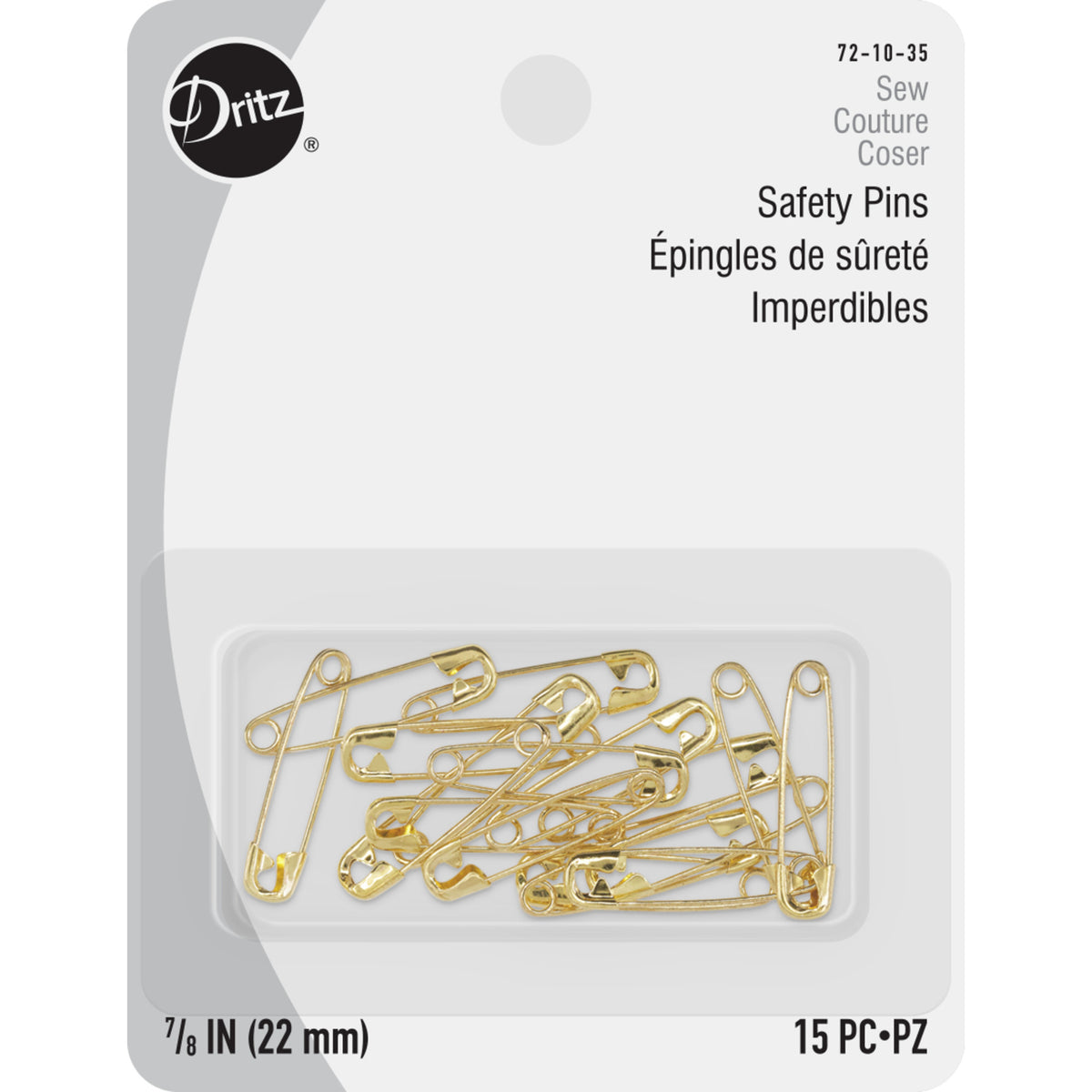 7/8" Safety Pins, Gilt, 15 pc — Prym Consumer USA Inc.