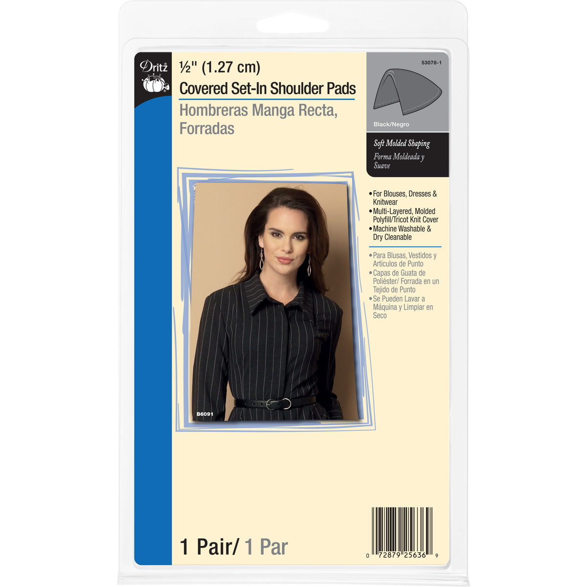 1/2" Covered Set-In Shoulder Pads, Black — Prym Consumer USA Inc.