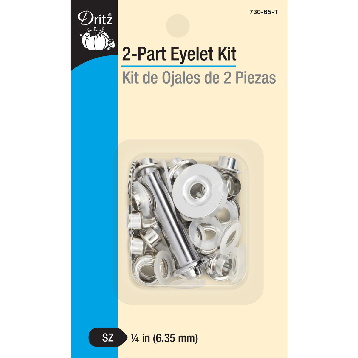 1/4" 2-Part Eyelets & Tools, 15 Sets, Nickel — Prym Consumer USA Inc.