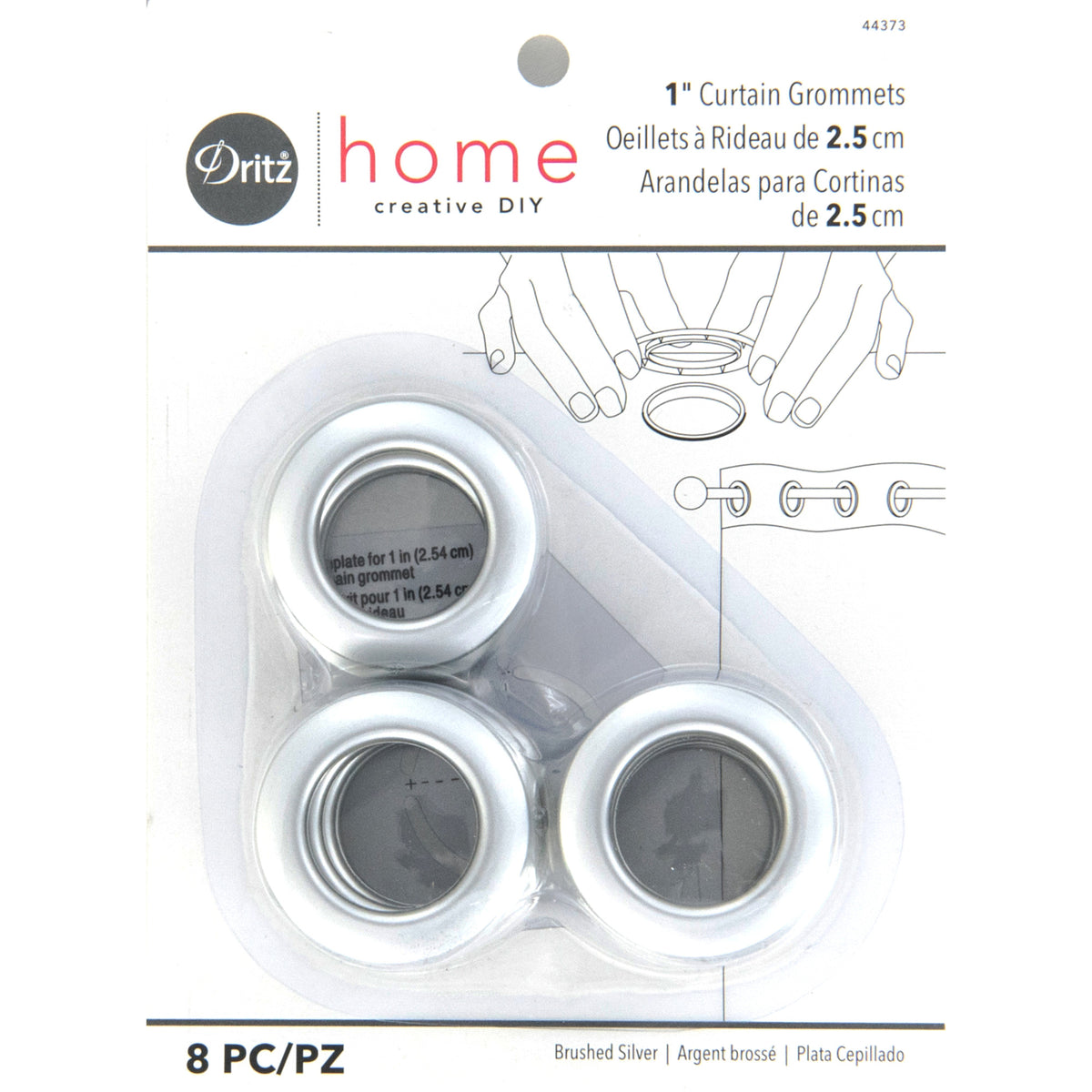 1" Curtain Grommets, Brushed Silver, 8 Sets — Prym Consumer USA Inc.