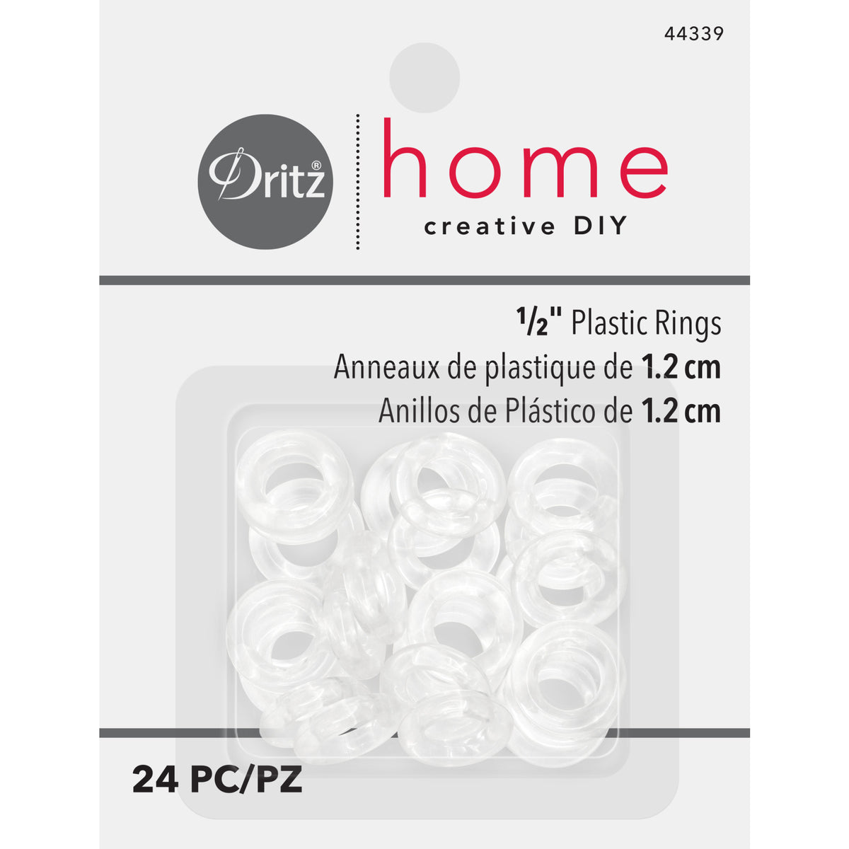 1/2" Plastic Rings, Clear, 24 pc — Prym Consumer USA Inc.