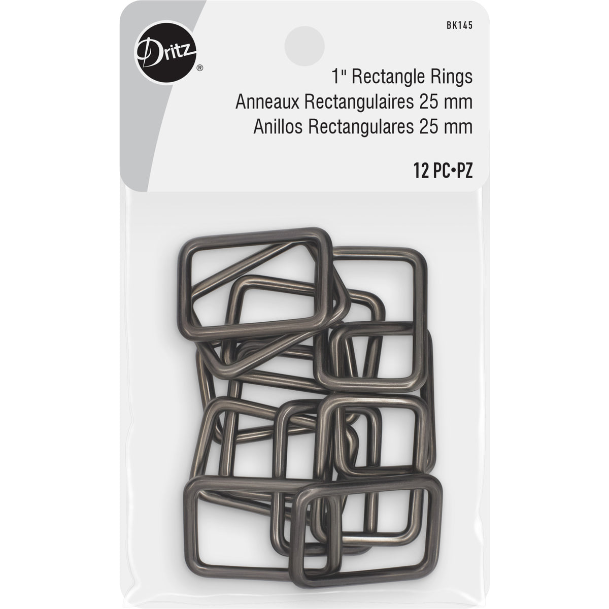 1" Rectangle Rings, Gunmetal, 12 pc — Prym Consumer USA Inc.