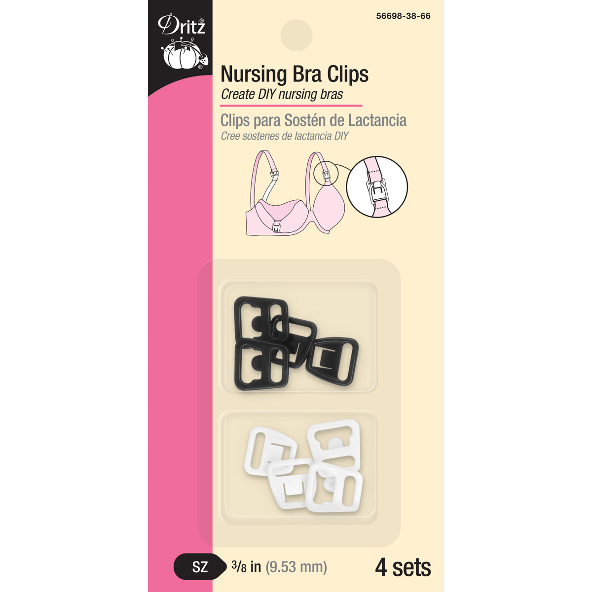 Nursing Bra Clips, Black & White, 4 Sets, 3/8" — Prym Consumer USA Inc.