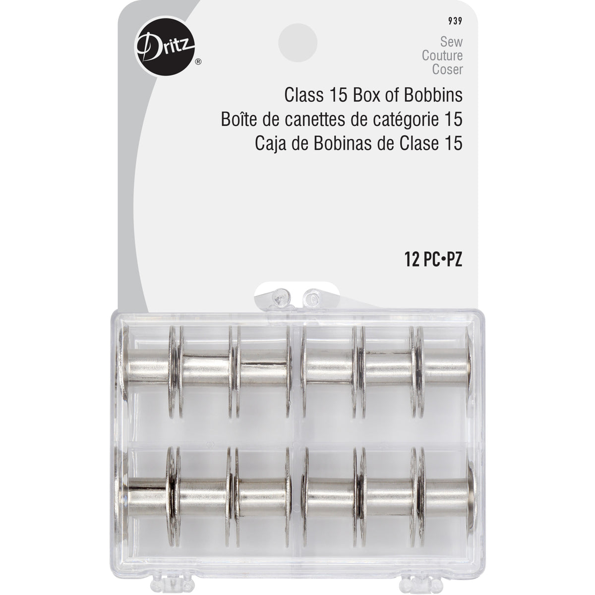 Class 15 Box of Bobbins, Clear, 12 pc — Prym Consumer USA Inc.