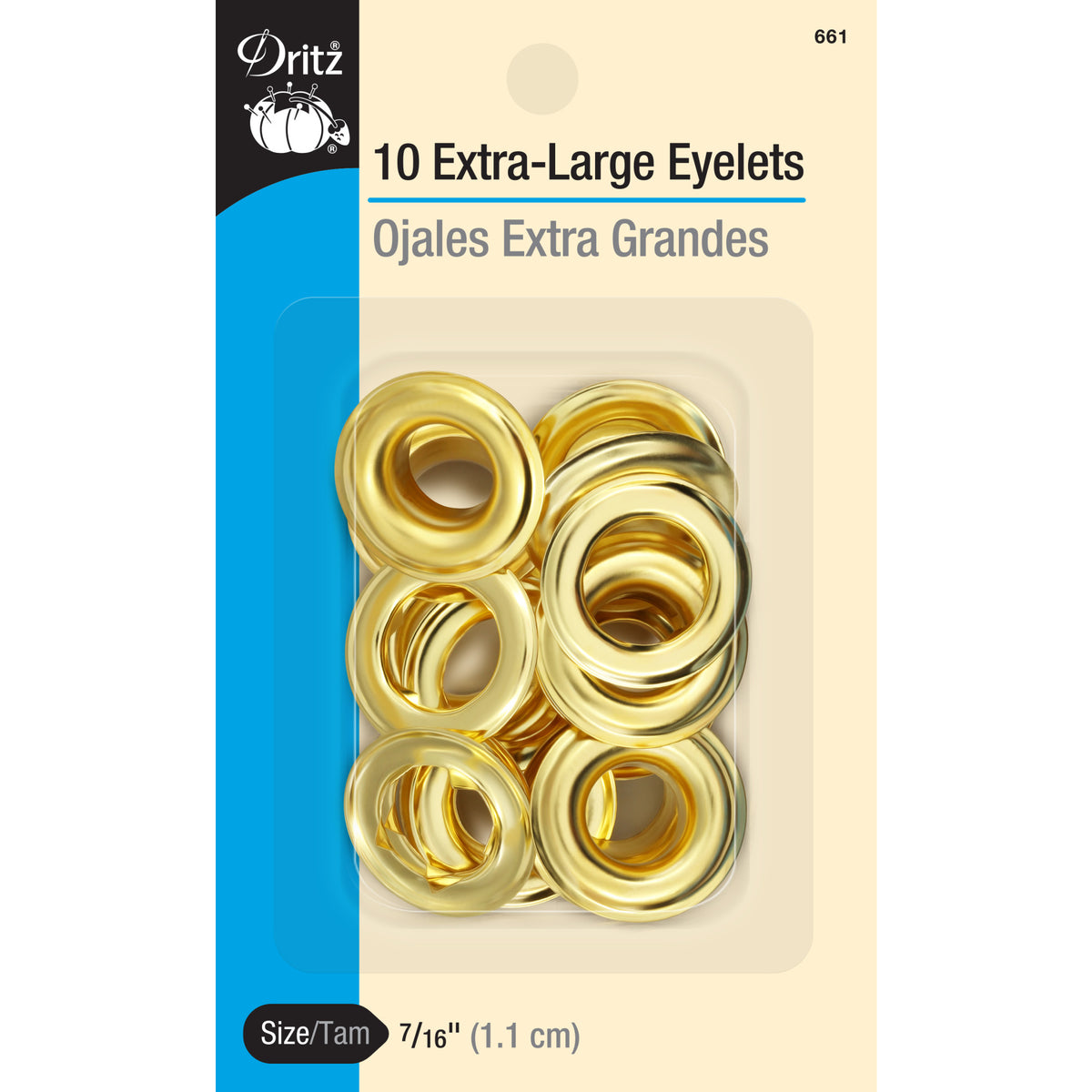 7/16" Extra-Large Eyelets, 10 Sets, Brass — Prym Consumer USA Inc.